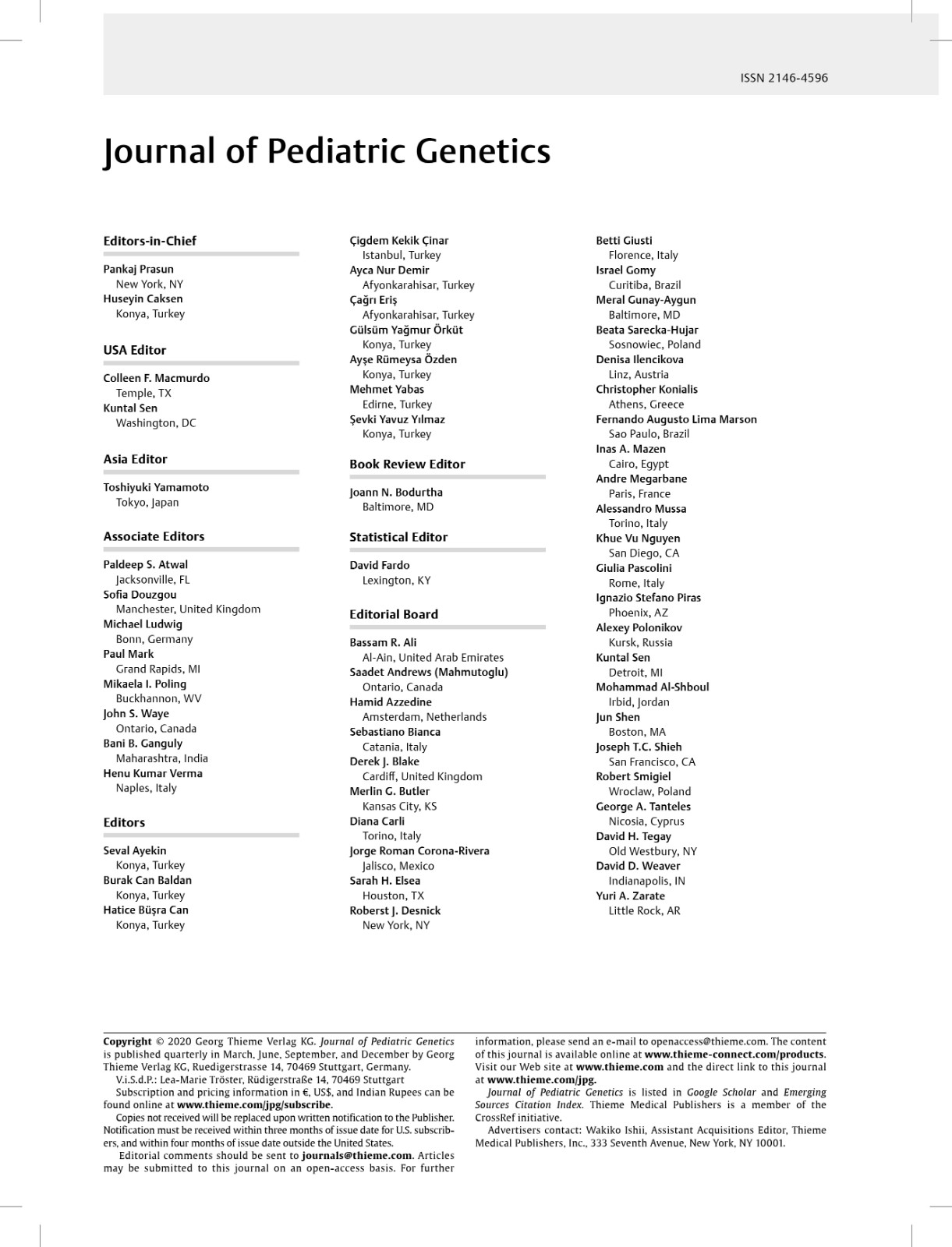 Journal of Pediatric Genetics - Thieme Publisher China
