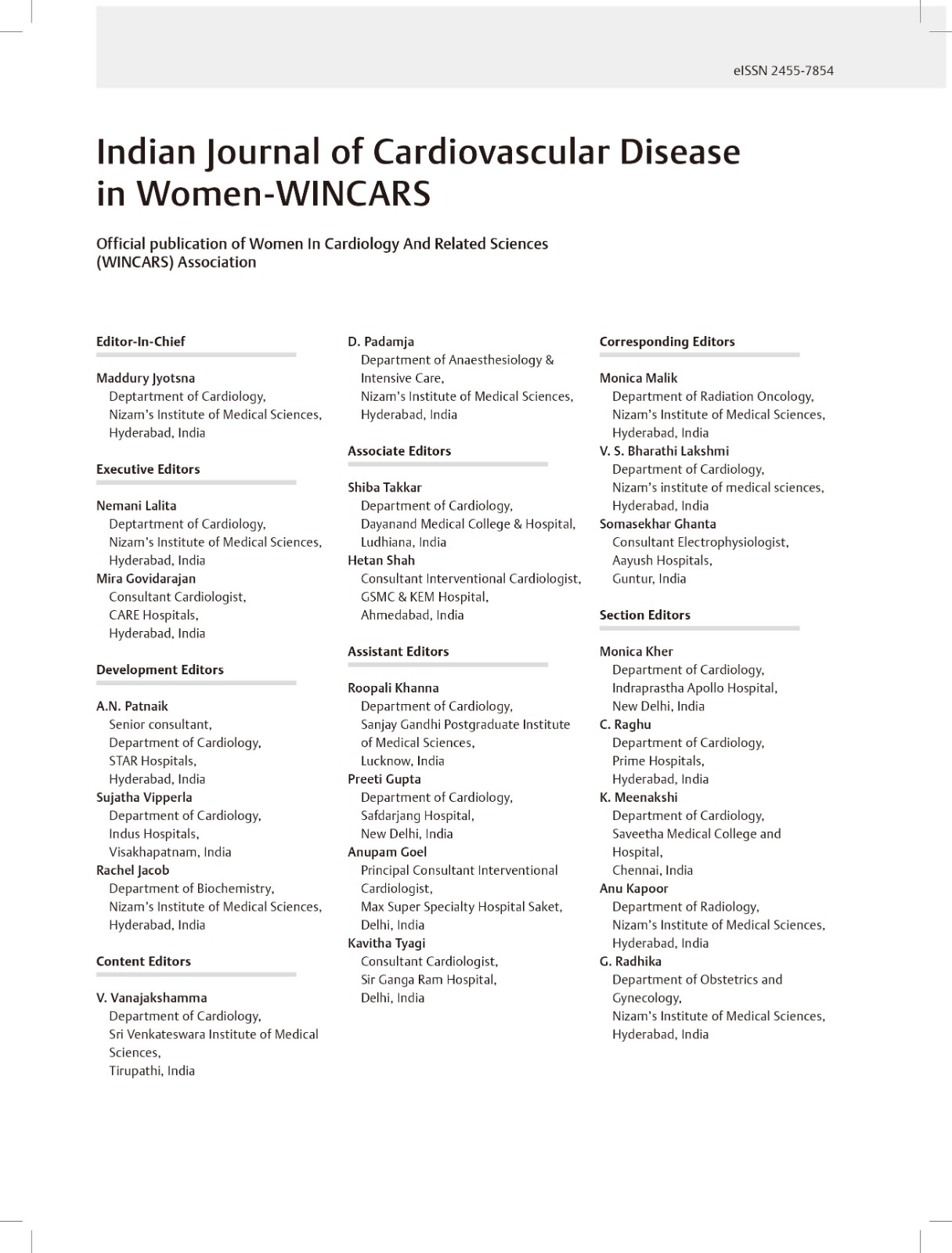 Indian Journal of Cardiovascular Disease in Women – WINCARS - Thieme ...