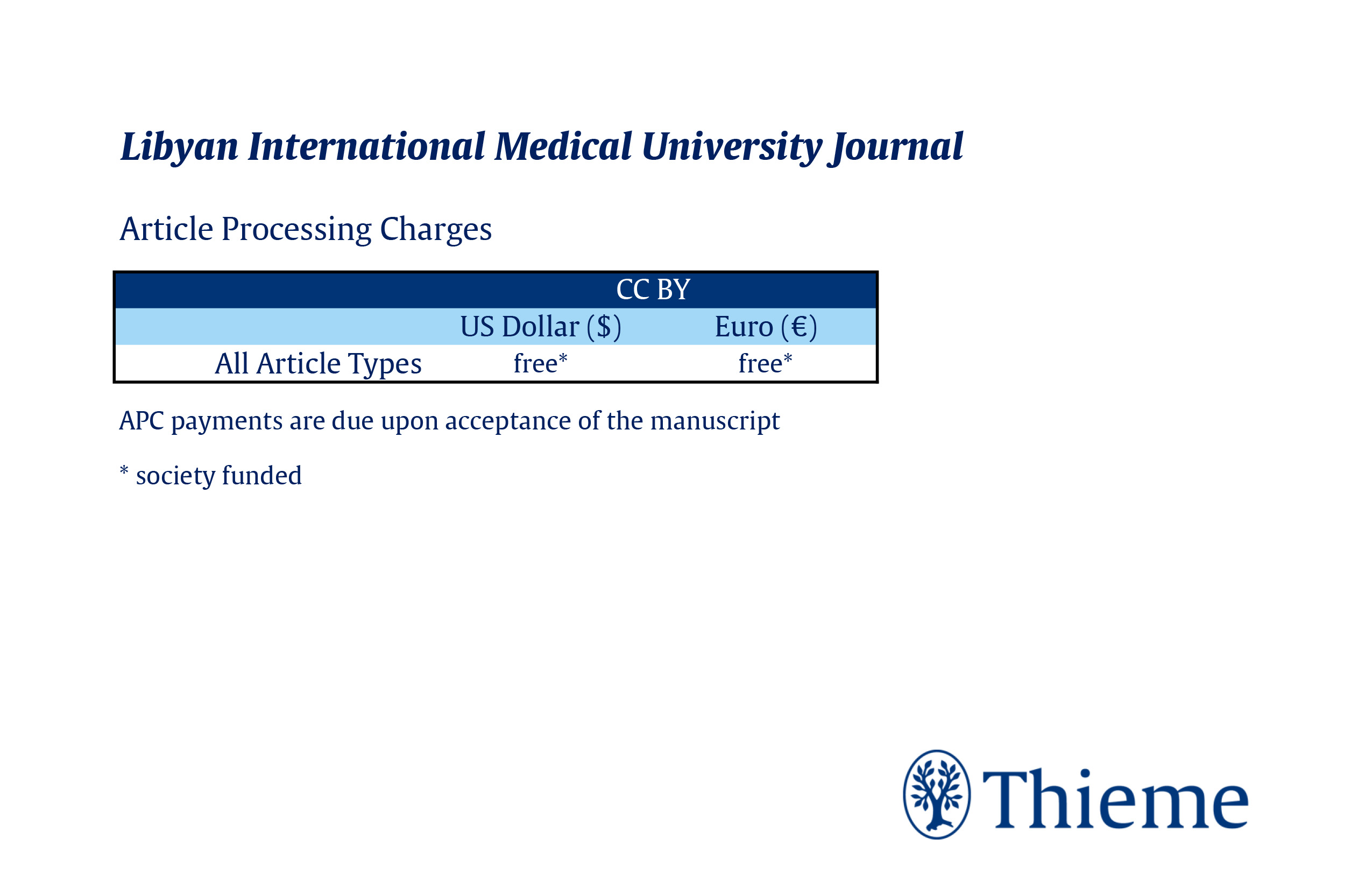 Libyan International Medical University Journal - Thieme Publisher China