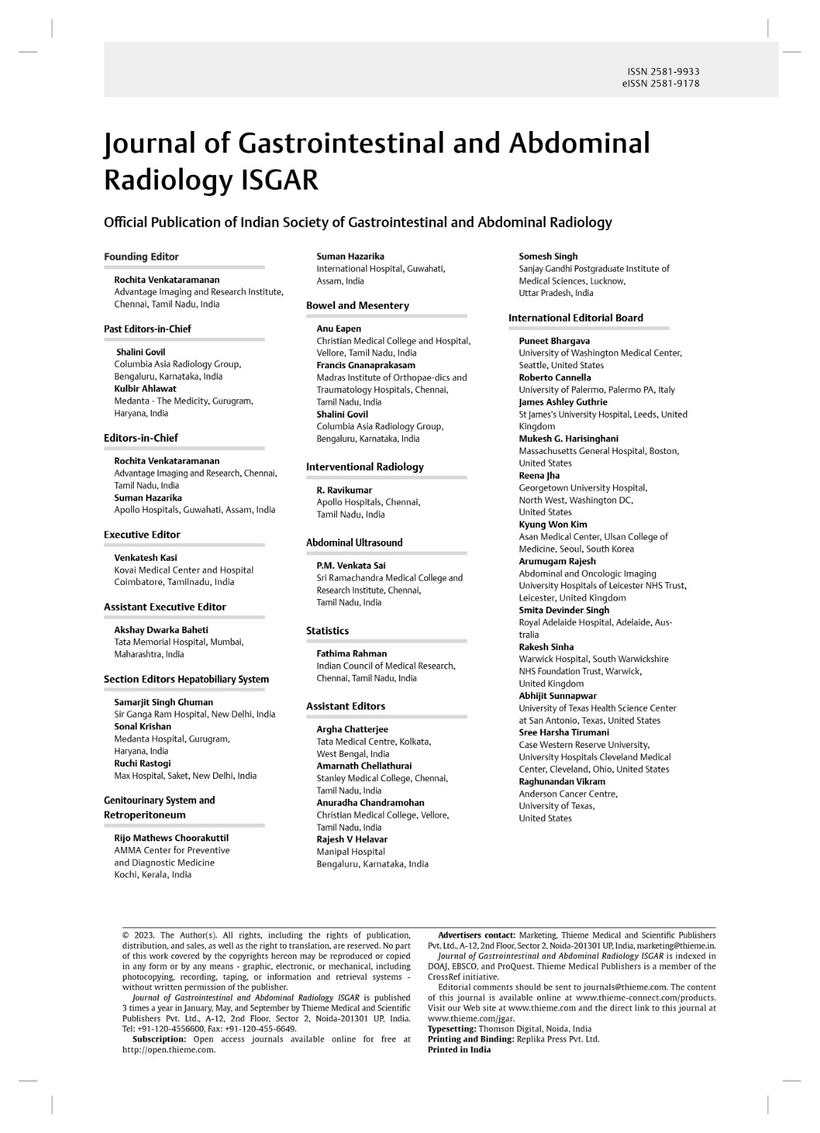 Journal of Gastrointestinal and Abdominal Radiology - Thieme Publisher ...