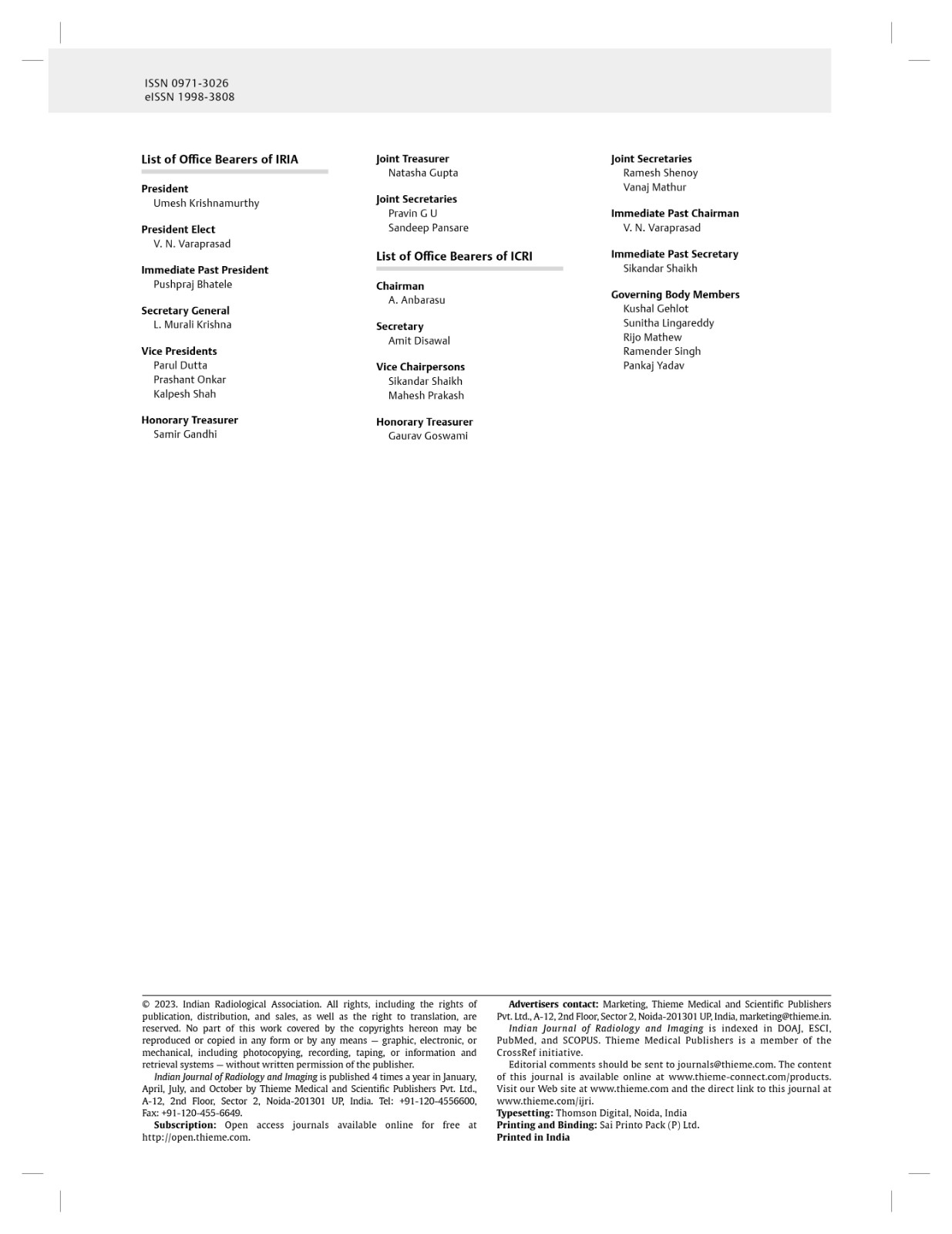 Indian Journal of Radiology and Imaging - Thieme Publisher China